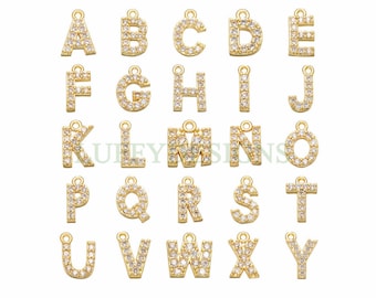 Uppercase Letter Charm Alphabet Charm Gold Letter Pendant - Etsy