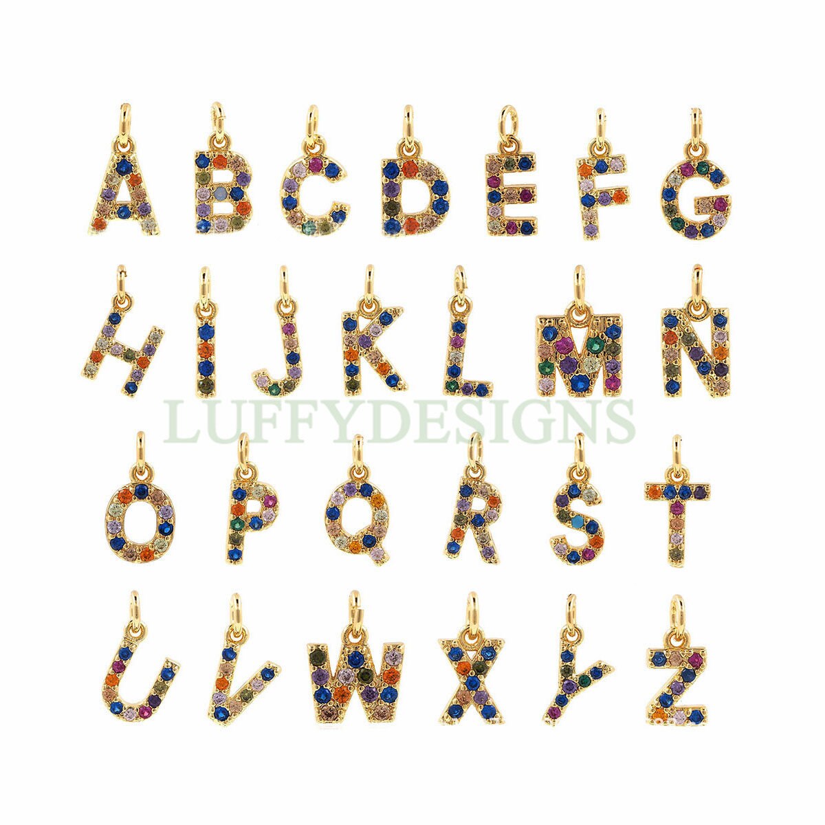 Uppercase Letter Charm Alphabet Charm Gold Letter Pendant | Etsy