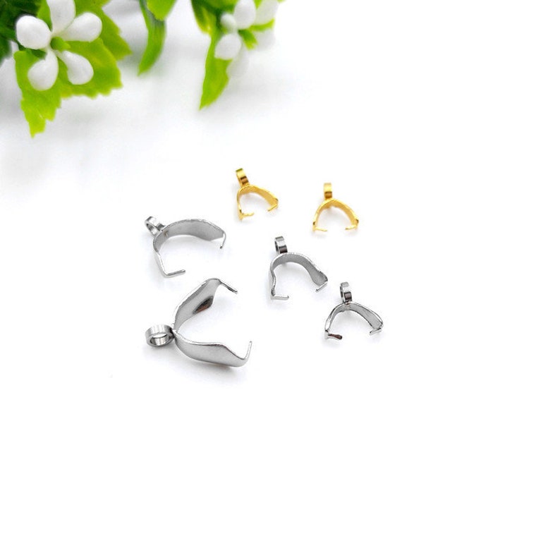10pcs Pinch Pendant Bail 18k Gold Plated 316 Stainless Steel | Etsy
