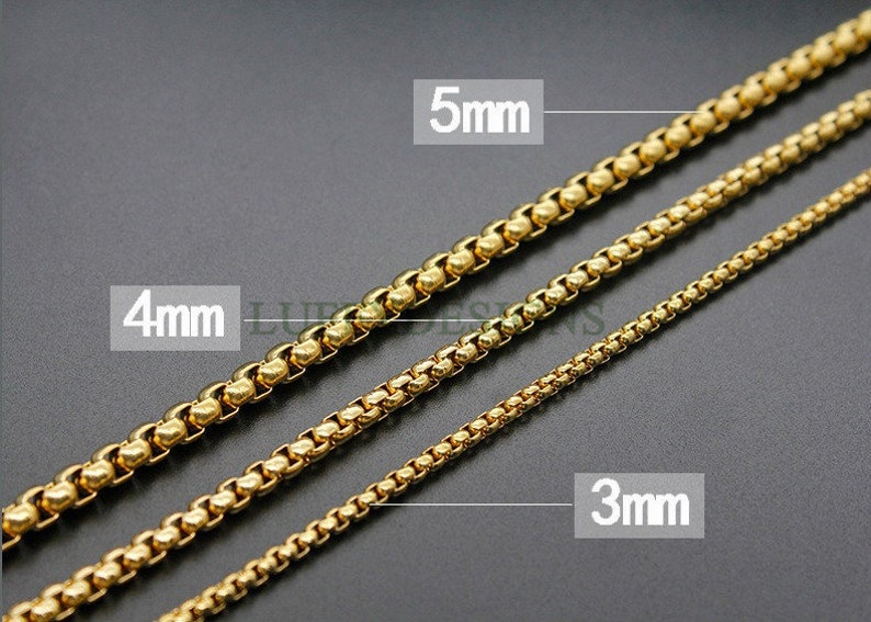 5pcs Finished Round Box Chains Square Rolo Chain Necklace - Etsy