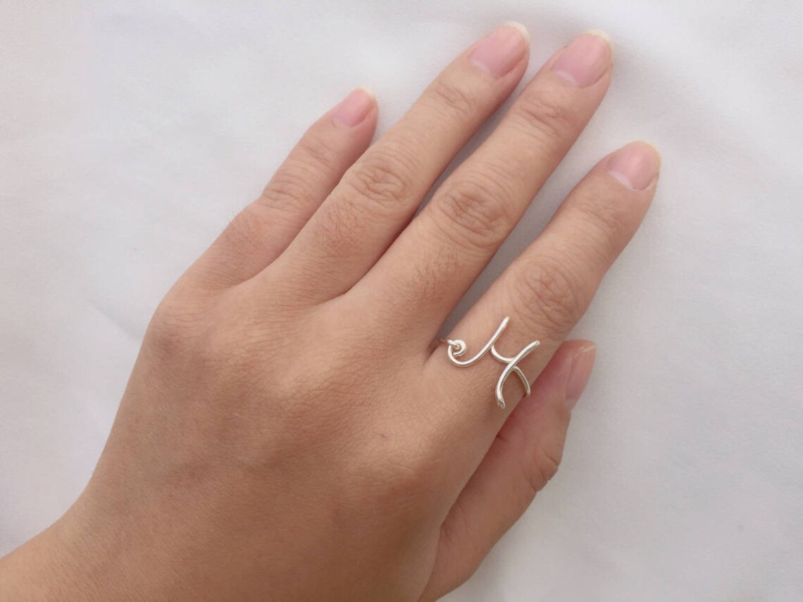 Custom Initial Ring Gold Initial Jewelry Silver Letter H - Etsy