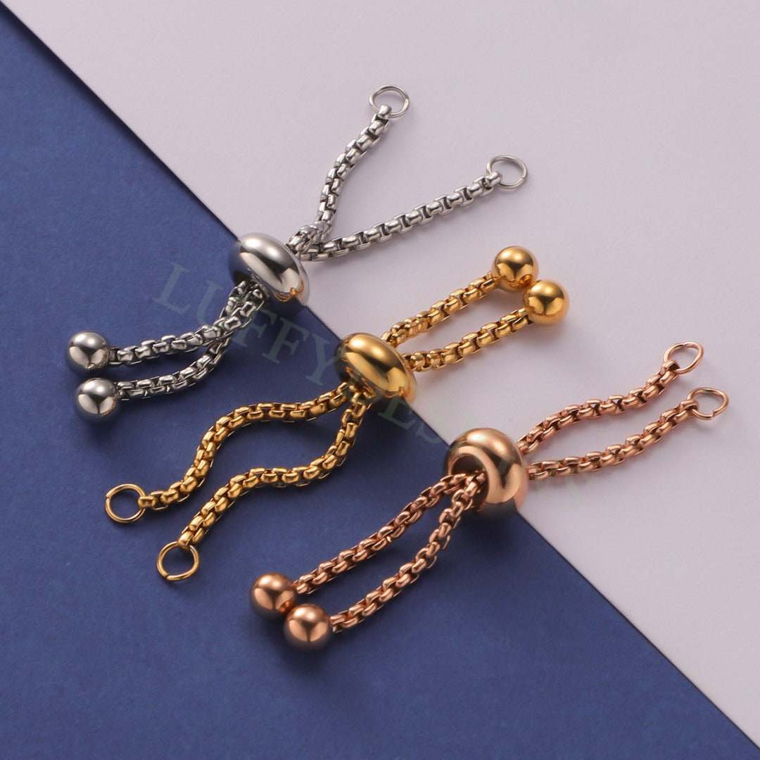 5PCS Half Finished Slide Ring, Sliding Adjustable Chain Ring, Box Chain ...