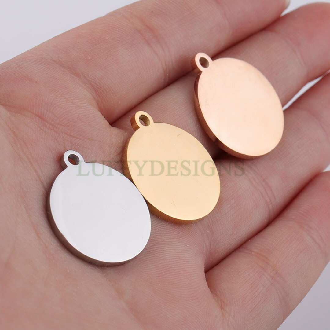 10pc Round Disc Tags, 10-25mm Mirror Polished Round Pendant, Metal ...