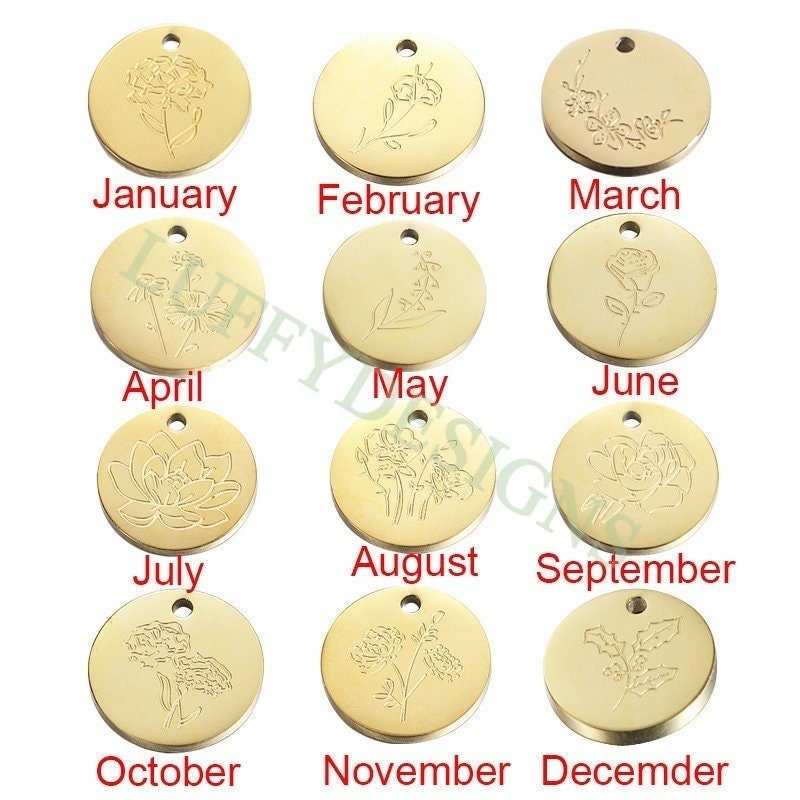 10pcs Birth Flower Charms 12mm/15mm Birth Month Flower - Etsy