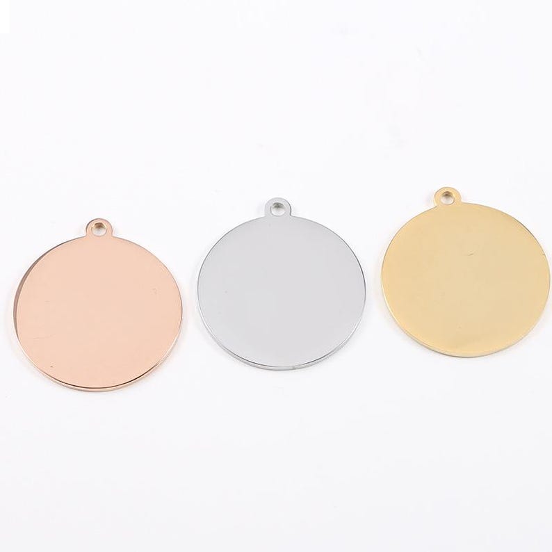 10pc Round Disc Tags, 10-25mm Mirror Polished Round Pendant, Metal ...
