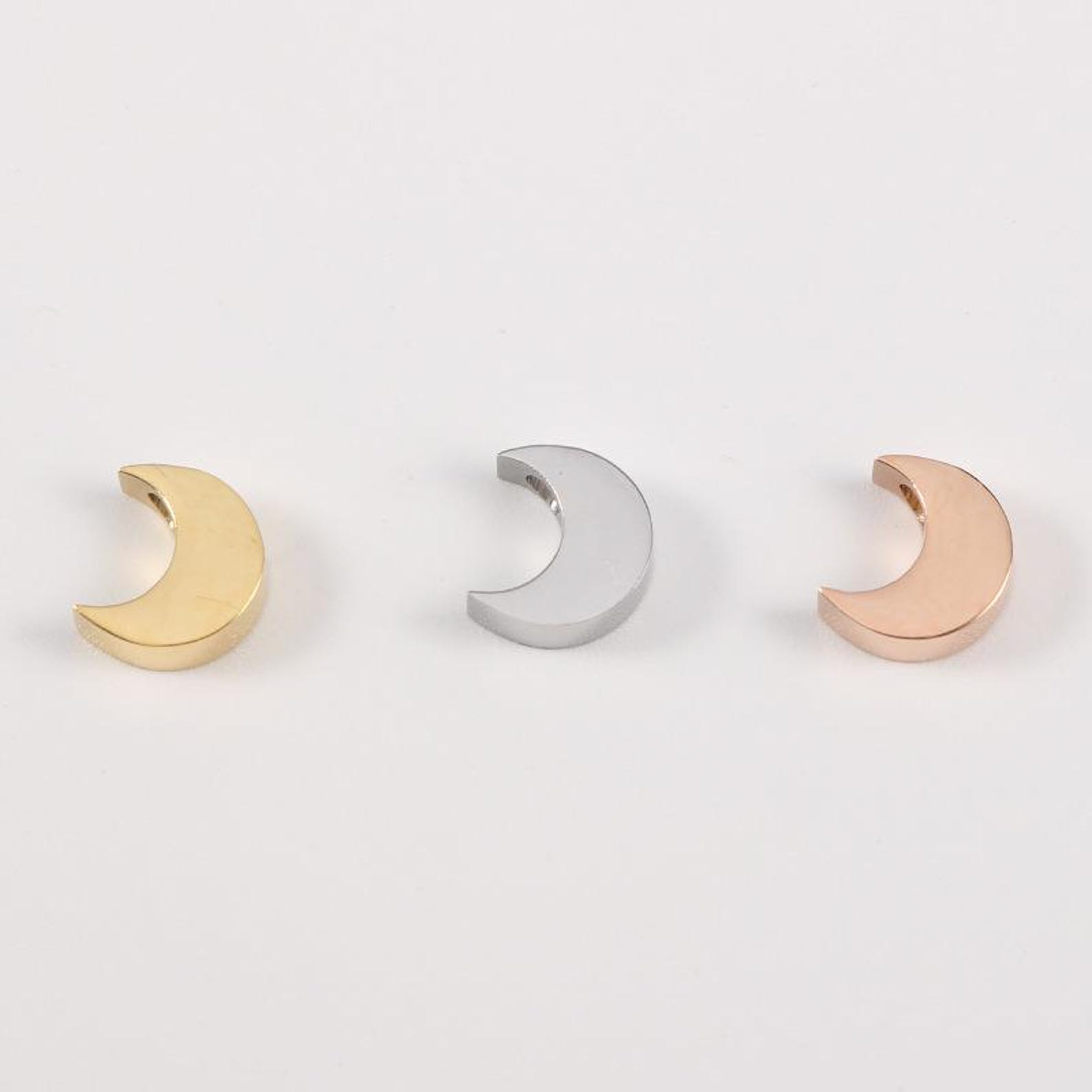 10pcs Crescent Moon Charms, 3D Moon Beads, Gold Moon Beads, 18K Gold ...