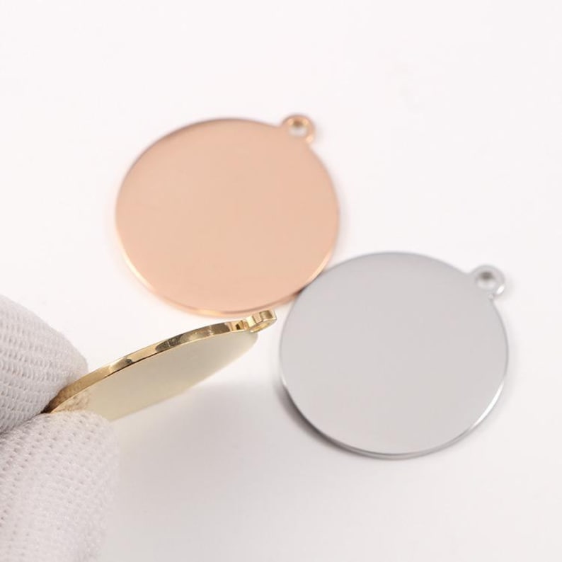 10pc Round Disc Tags, 10-25mm Mirror Polished Round Pendant, Metal ...