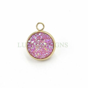 20pcs 12mm Druzy Charms, Gold Druzy Pendants, Round Stainless Steel ...