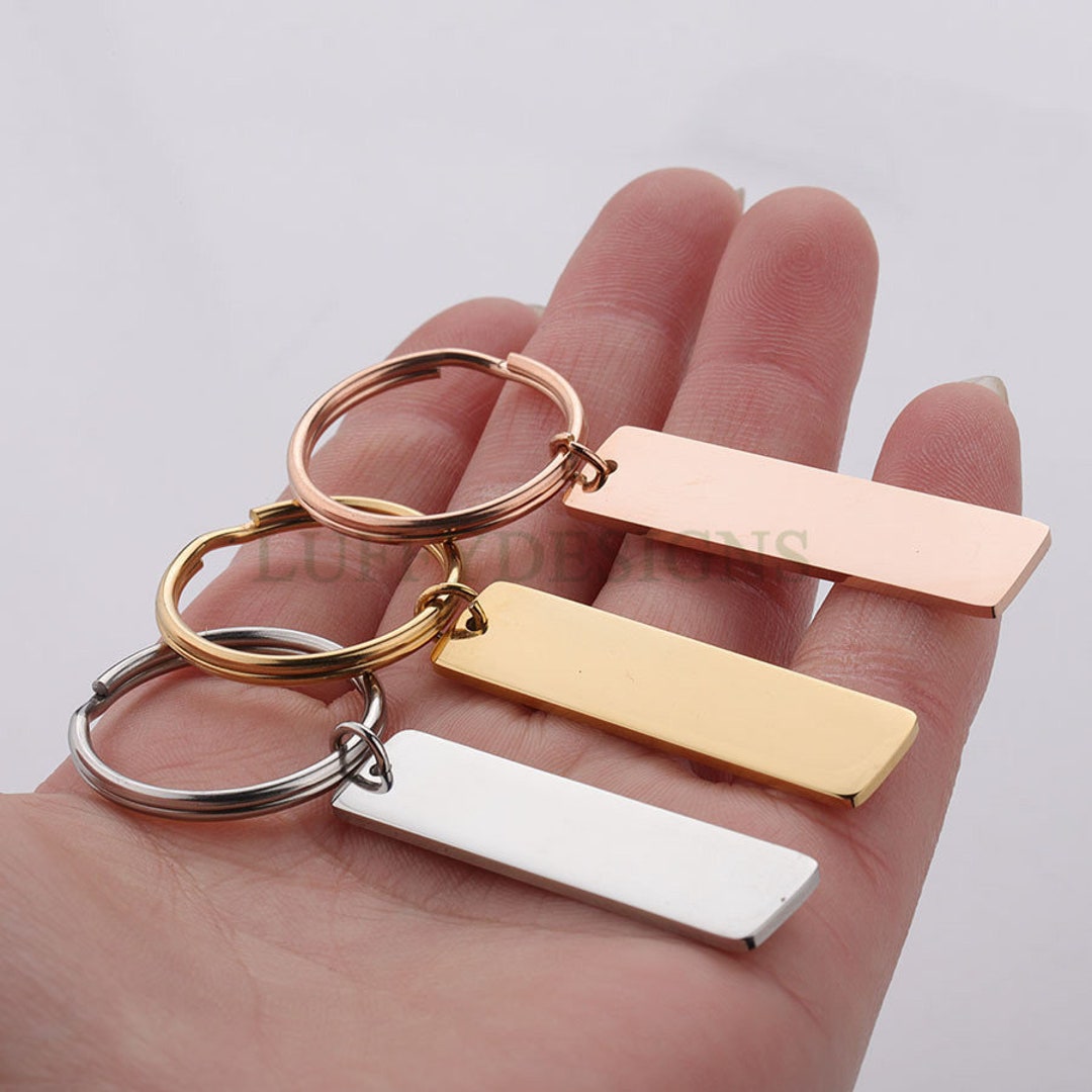 5pcs Blank Bar Keychain, Bar Keyring Supplies, Gold Stainless Steel ...