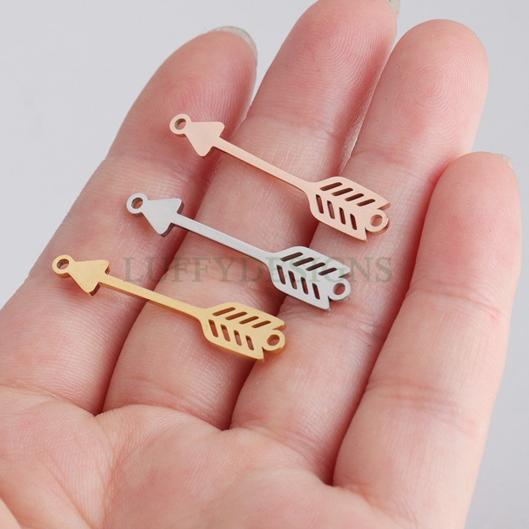 10pcs Arrow Charm, Gold Arrow Pendant, 18K Gold/ Rose Gold Plated ...