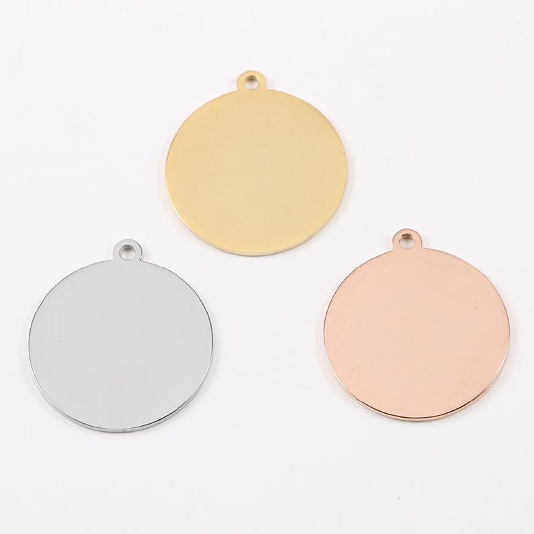 10pc Round Disc Tags, 10-25mm Mirror Polished Round Pendant, Metal ...