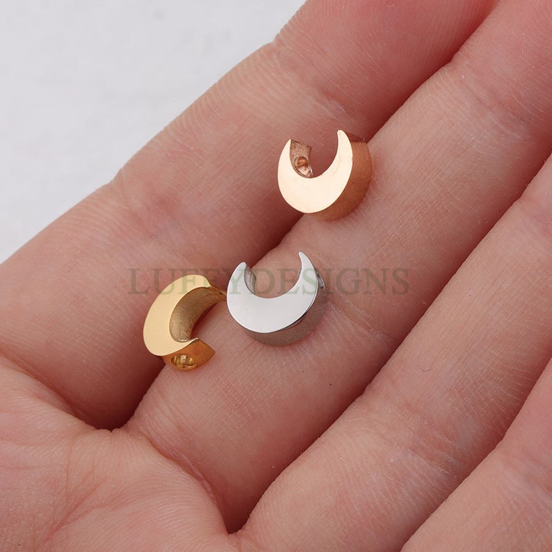 10pcs Crescent Moon Charms 3D Moon Beads Gold Moon Beads | Etsy