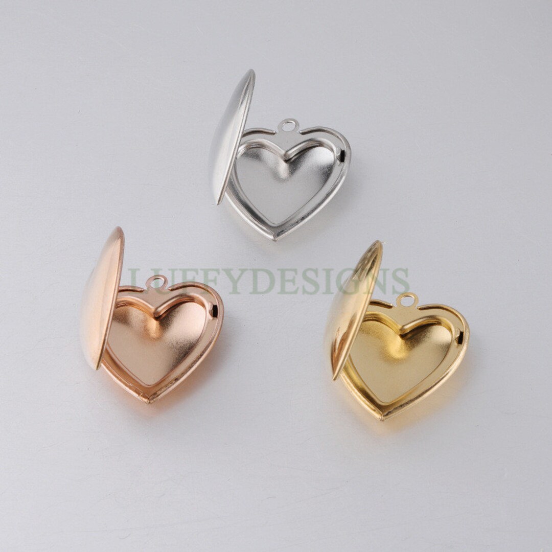 5pcs 25x22.6mm Gold Phase Box Lockets Charms, Openable Love Heart ...