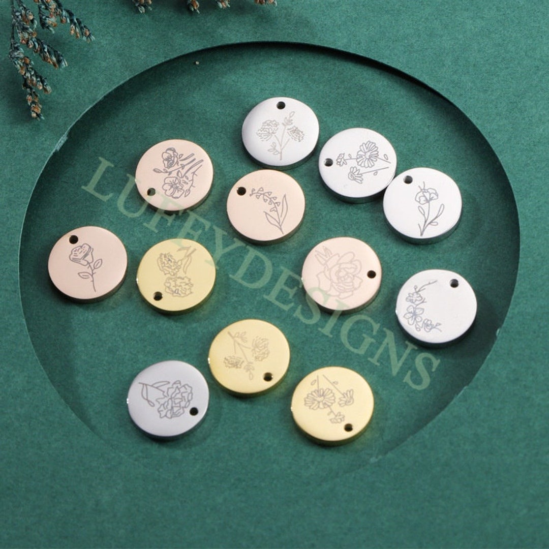 10pcs Birth Flower Charms 15mm, Birth Month Flower Pendant, Birthday ...