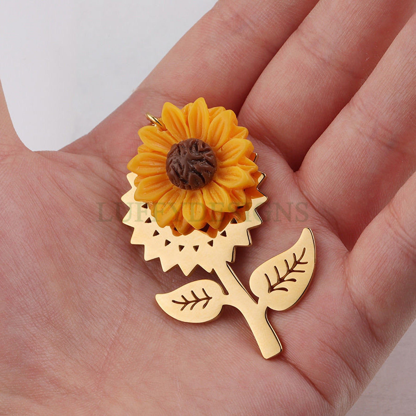 2pcs Sunflower Charms Flower Pendant 18K Gold Plated 304 - Etsy