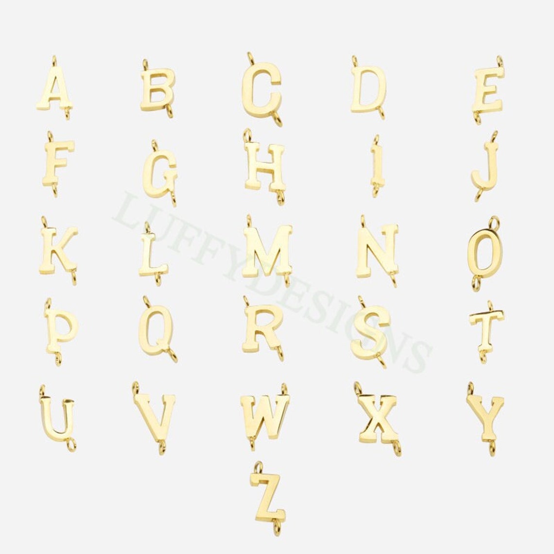 Uppercase Letter Charm With 2 Loops for Slide Necklace, Alphabet Charm ...