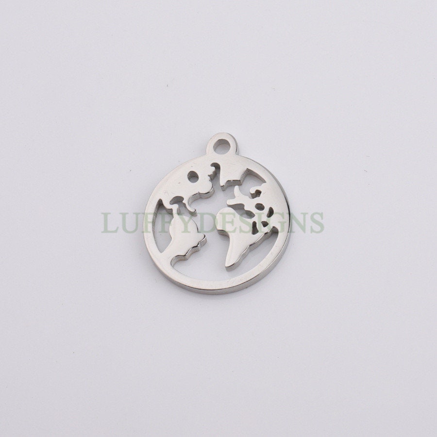 10pcs Round World Charm World Map Pendant Earth Charm Globe | Etsy