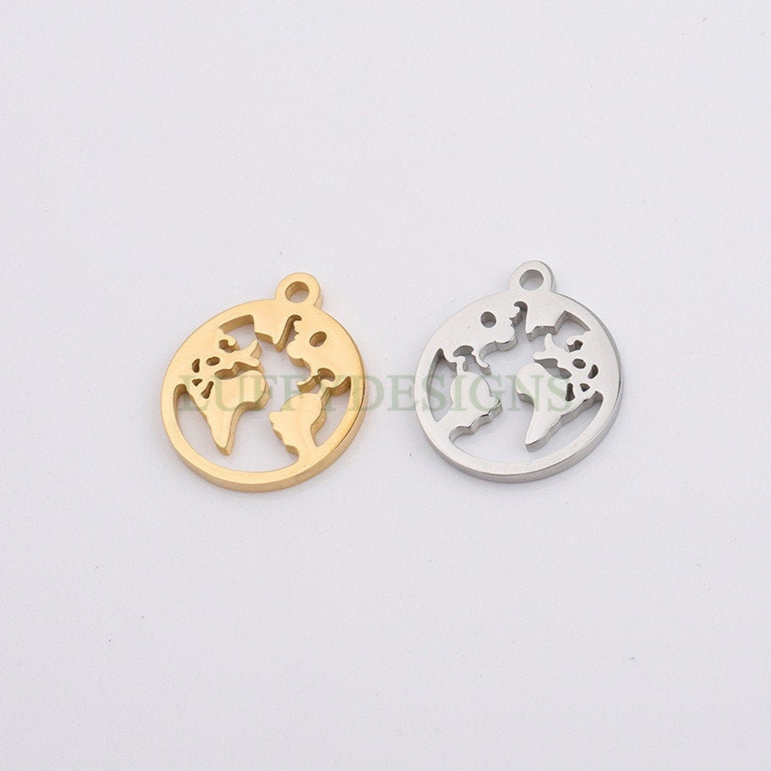 10pcs Round World Charm, World Map Pendant, Earth Charm, Globe Charm ...
