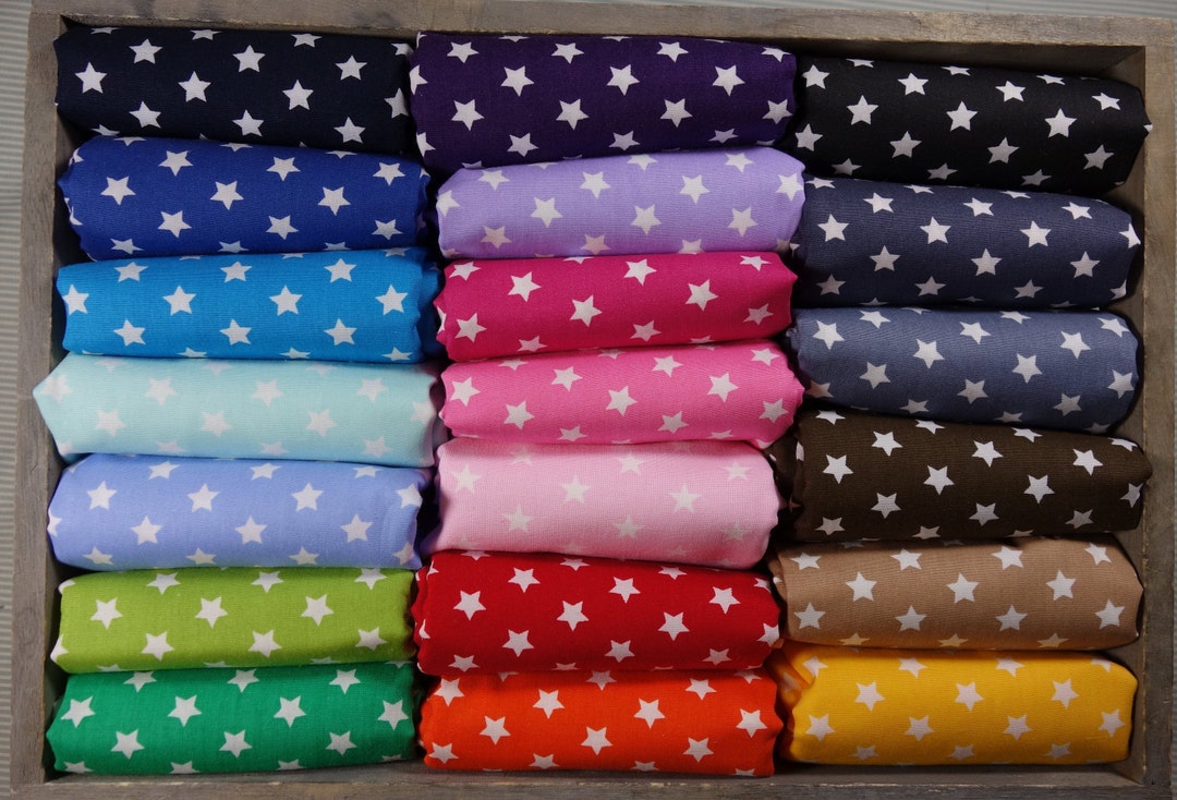 Cotton Fabric With Stars 10 Mm, Star Fabric, Star Fabric, Large Color ...
