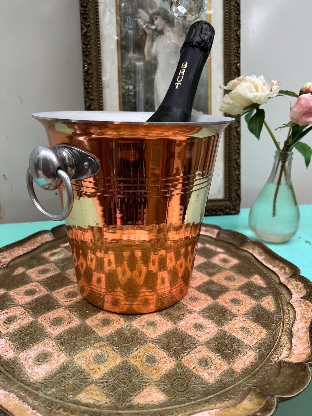 Copper Champagne Bucket French Vintage Wine Bottle Cooler Ice Bucket ...