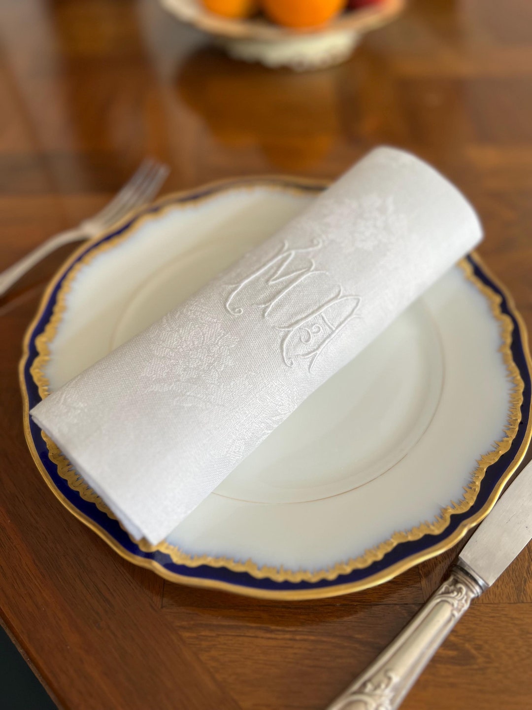 Antique French Napkins Set of 6 Large Napkins Monogrammed Damask ...