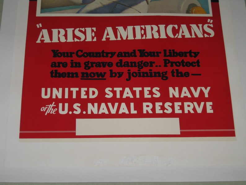 Original World War II Mccelland Barclay USN Recruiting Poster arise ...