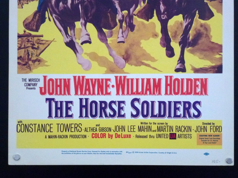 Original Movie Poster "the Horse Soldiers", 1959, Fine Unfolded ...