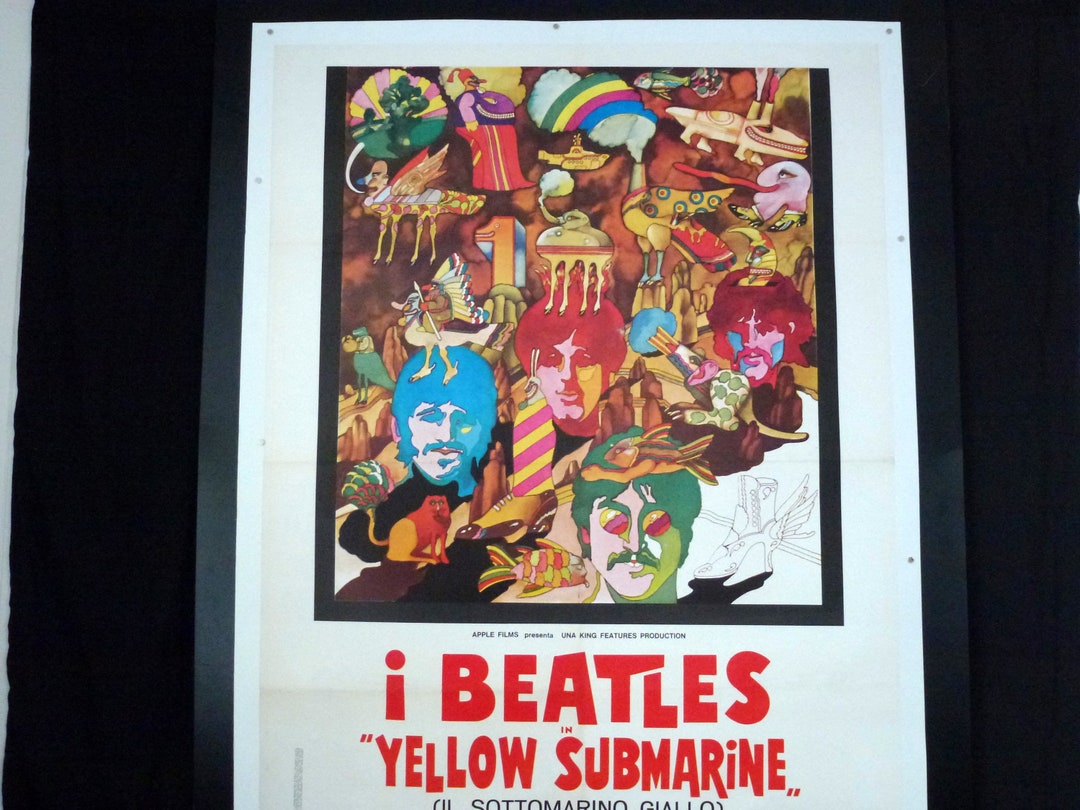 Original Italian Foglio 2nd Printing Movie Poster "beatles - YELLOW ...