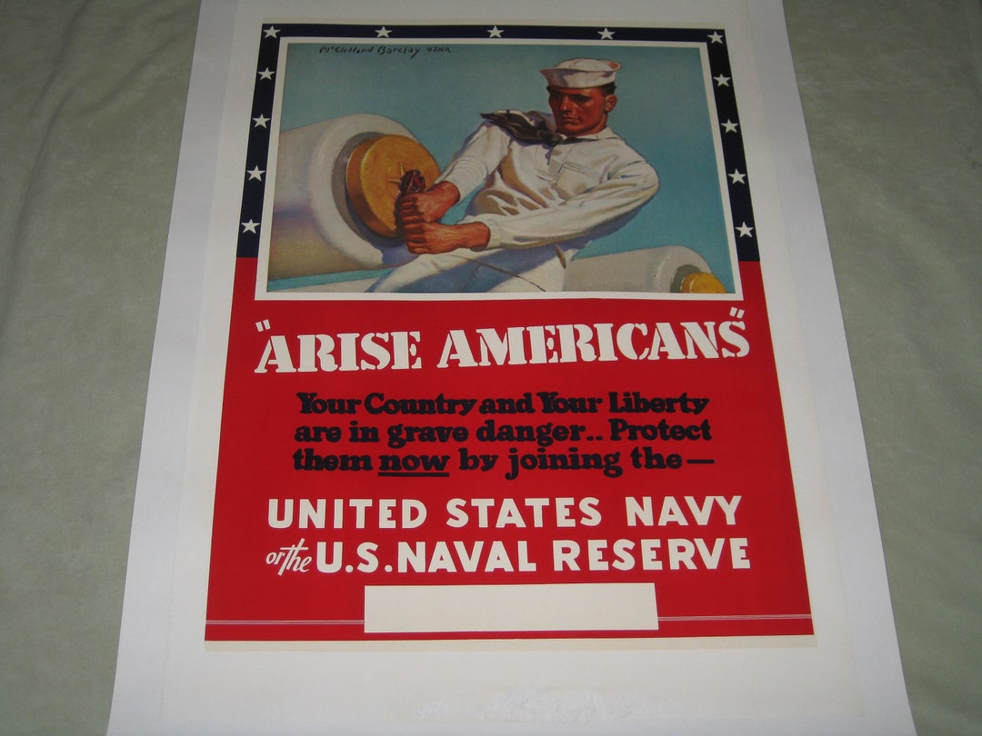 Original World War II Mccelland Barclay USN Recruiting Poster "arise ...