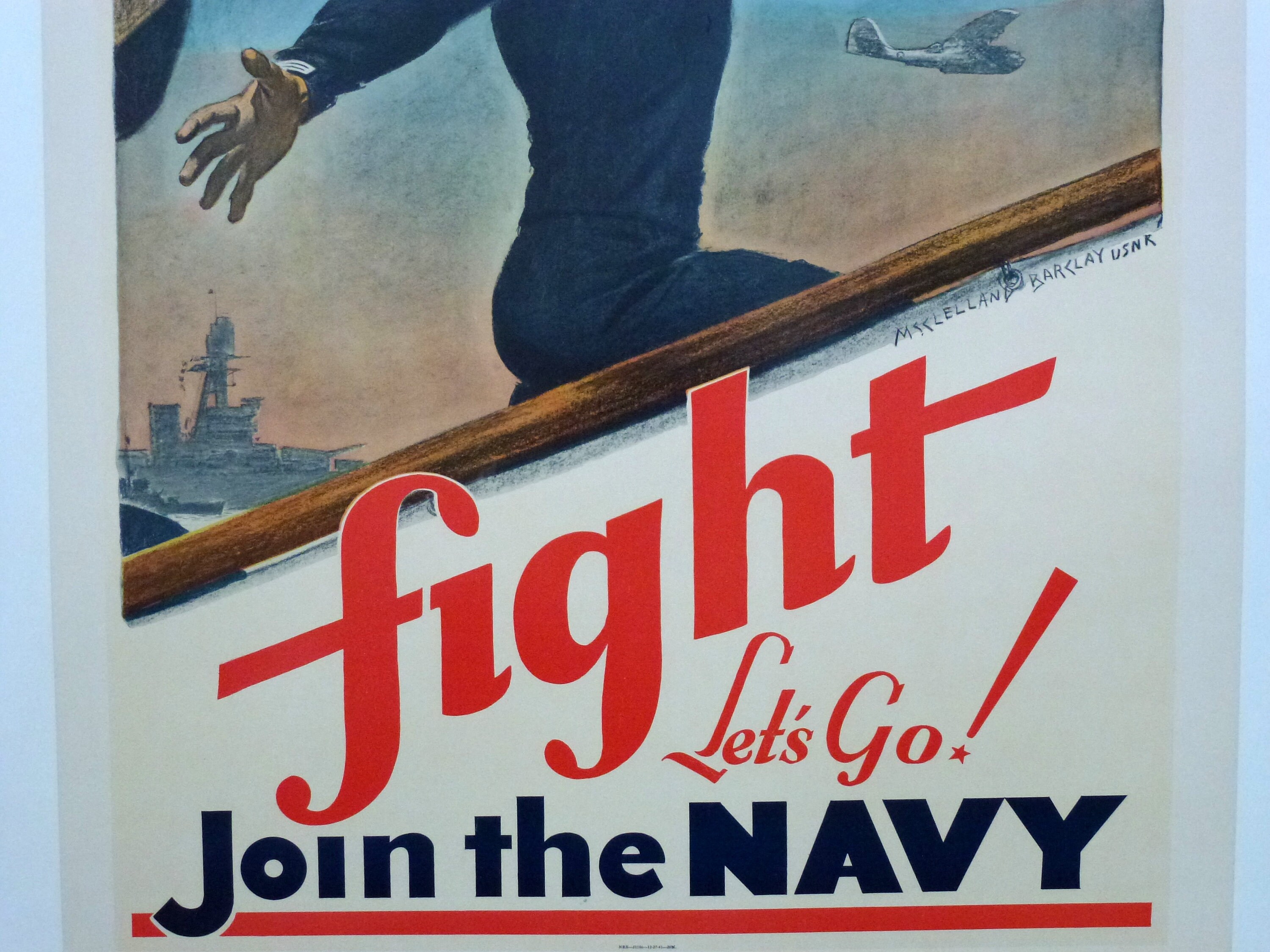 Original World War II Mccelland Barclay USN Recruiting Poster "fight ...