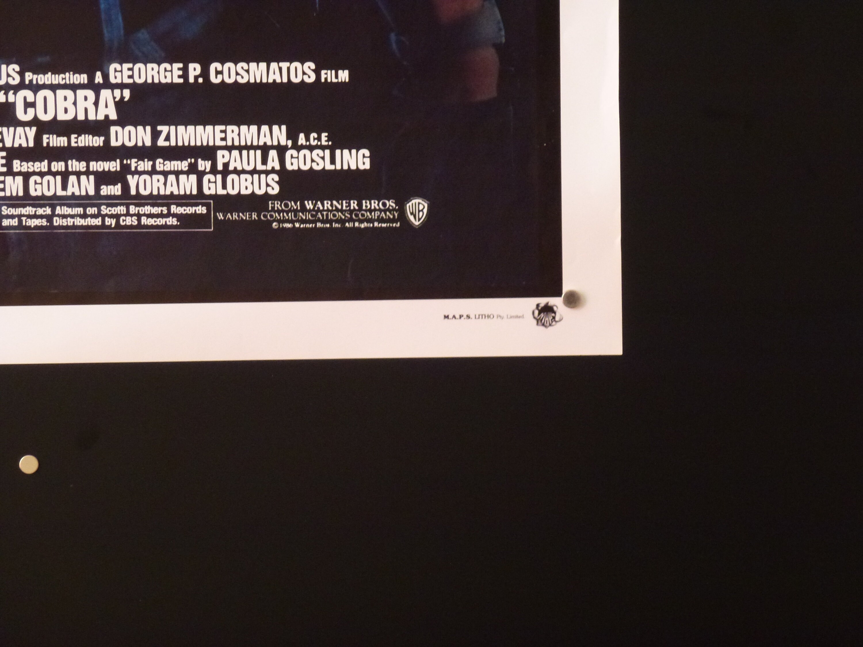 Original Australian Movie Poster "cobra - Crime is a Disease, Meet the ...