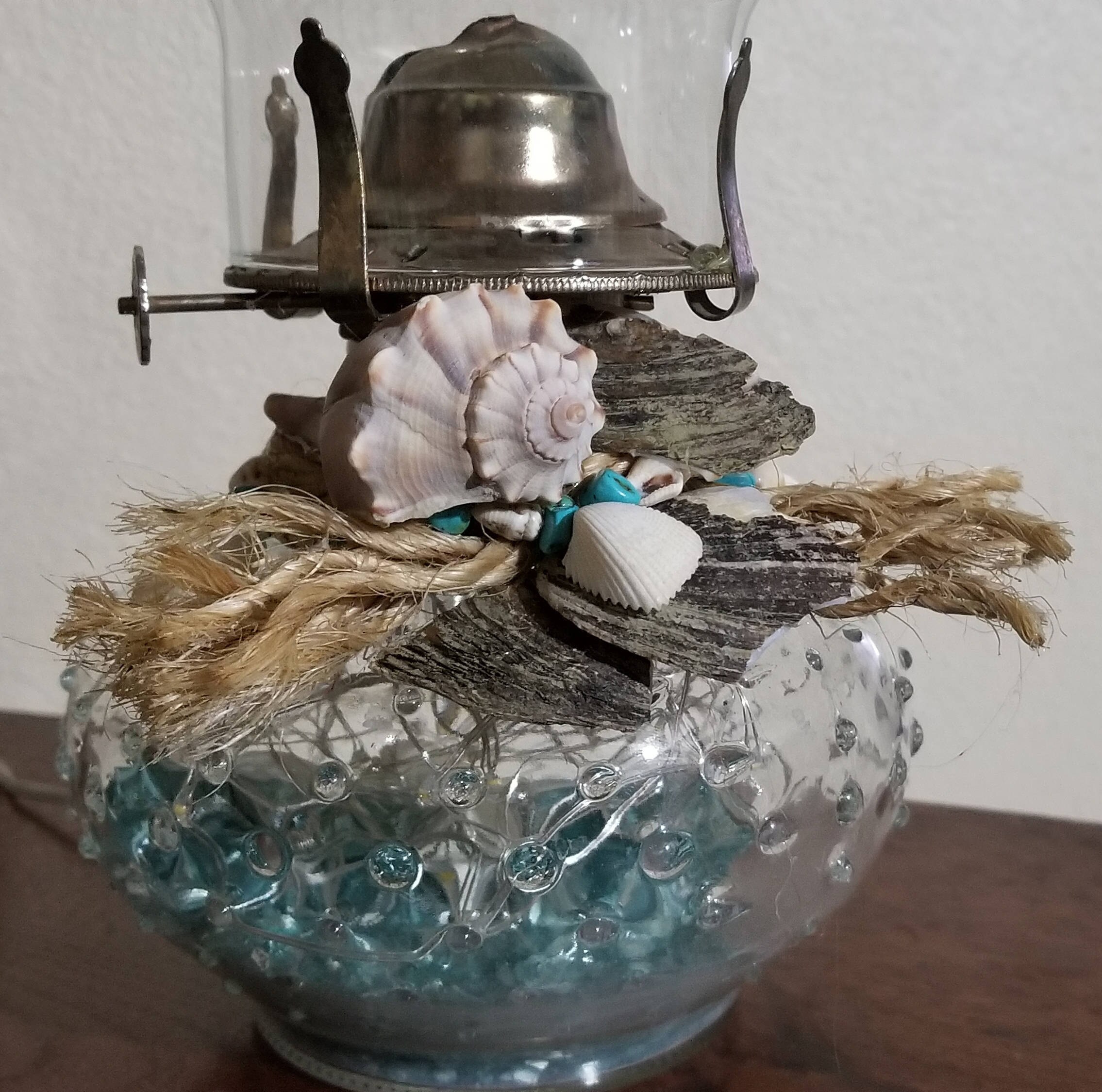 Beach Repurposed Oil Lamp Beach Theme - Etsy