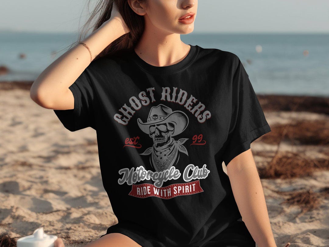 Ghost Riders Motorcycle Club T-shirt, Ride With Spirit Skull Design ...