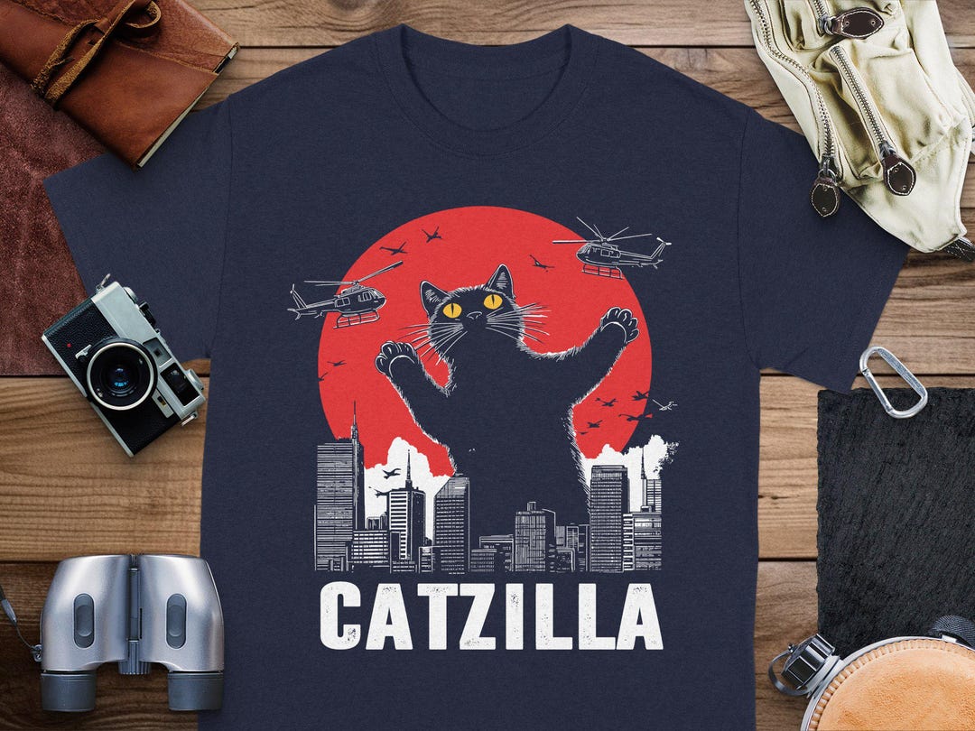 Funny Catzilla Cat T-shirt, Cute Cat Lover Gift, Cat Graphic Tee, Kitty ...