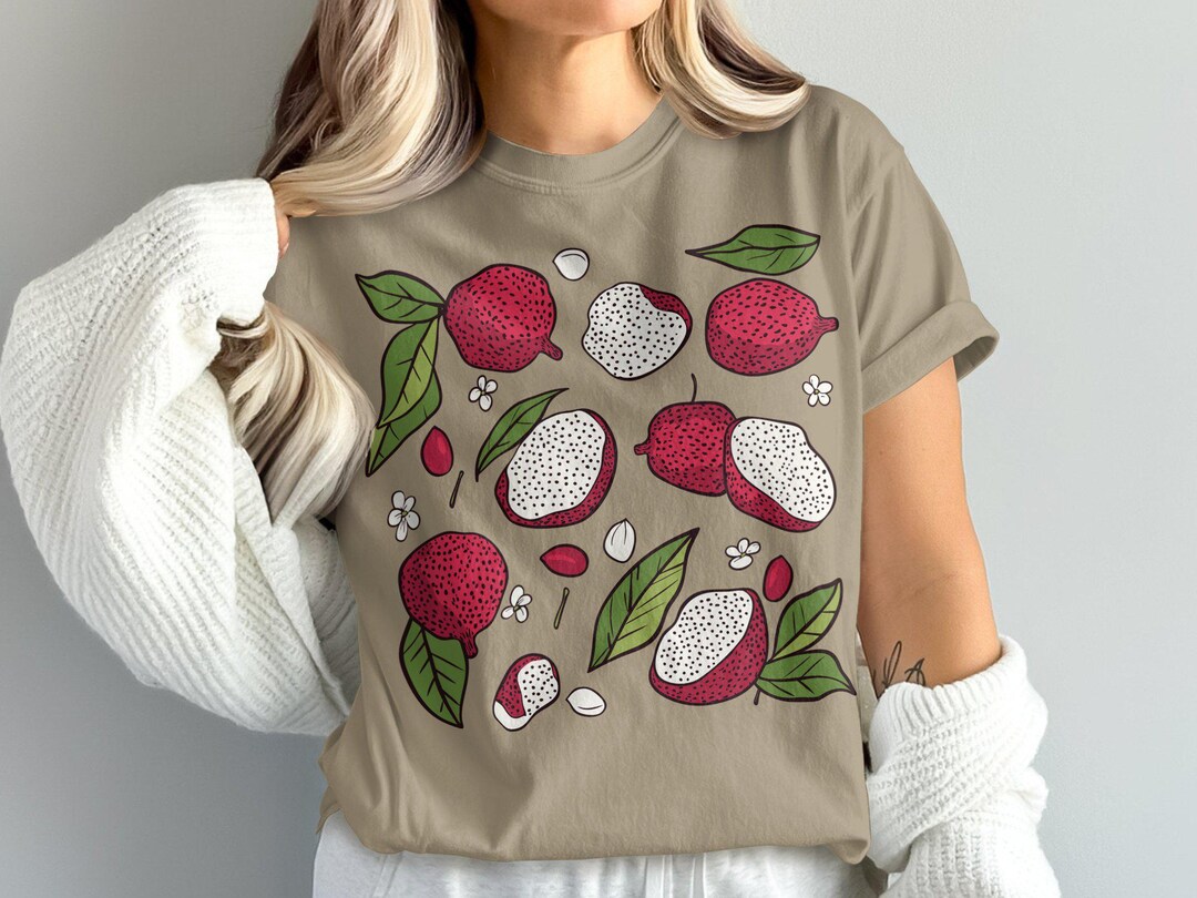 Vintage Lychee Fruit Print Cottagecore Aesthetic T-shirt, Botanical ...