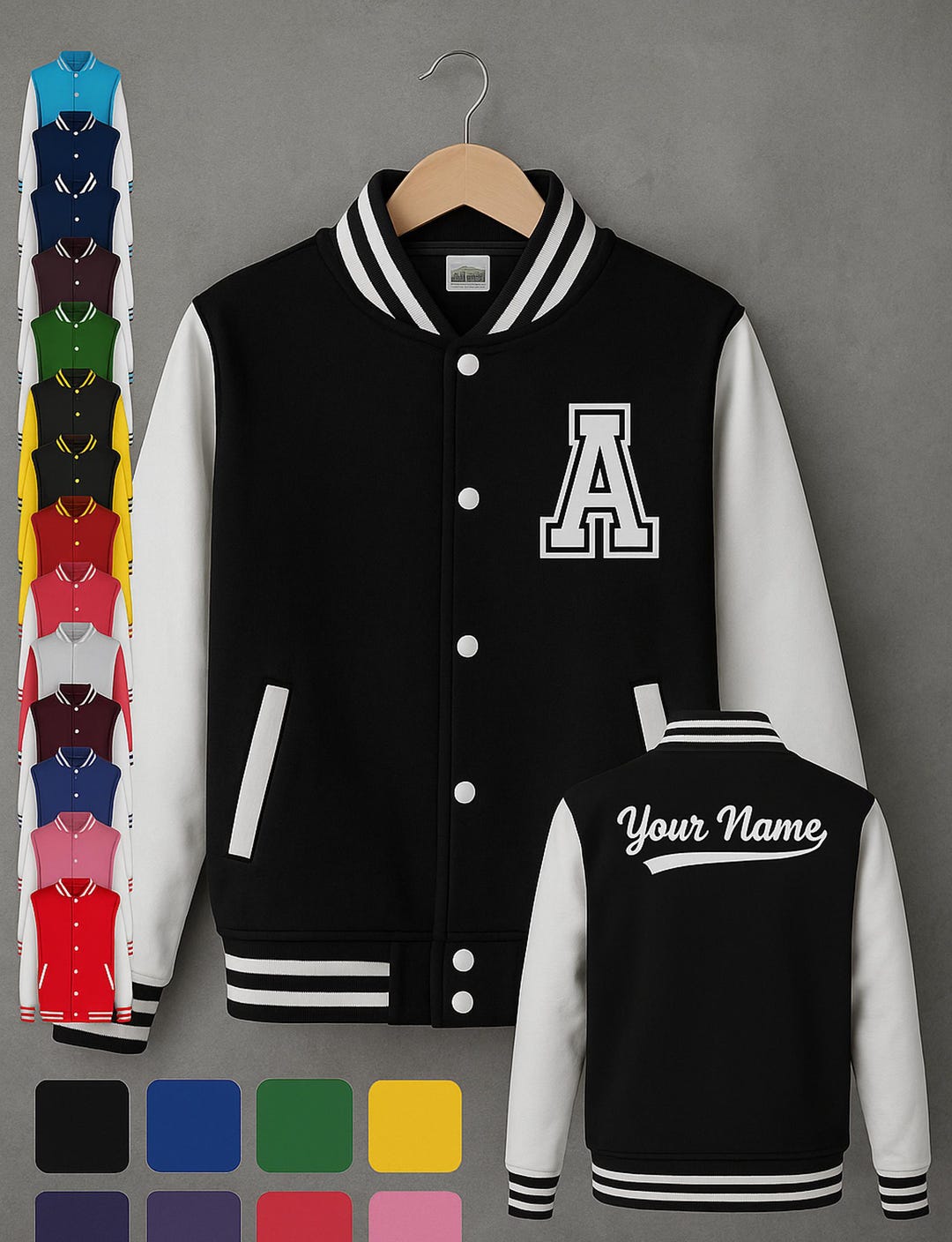Custom Varsity Letterman Jacket– Name, Number or Initials Printed ...