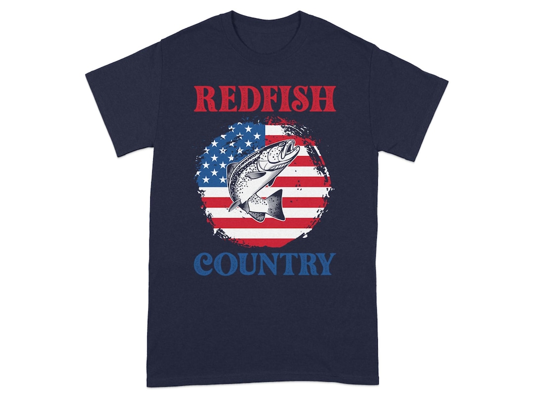 Patriotic Redfish T-shirt American Flag Fishing Tee USA Pride Shirt Red ...