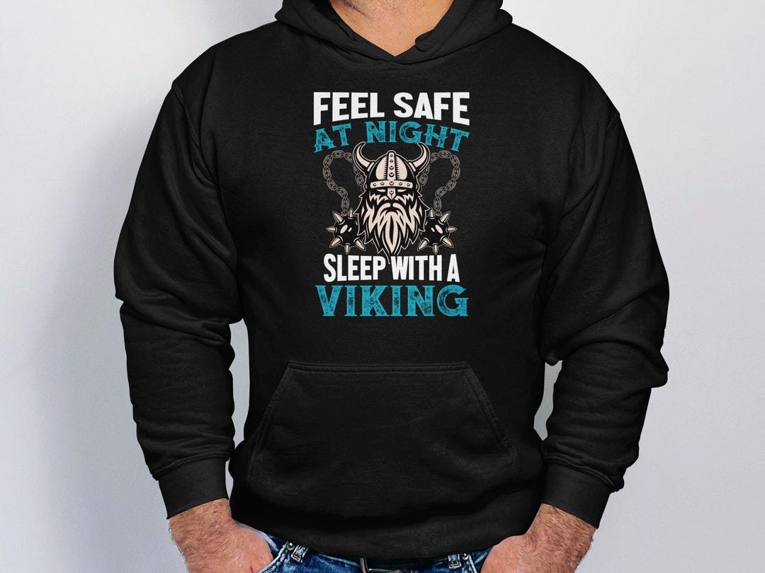 Viking Warrior Hoodie, at Night Viking Graphic Hoodie, Viking Chain and ...