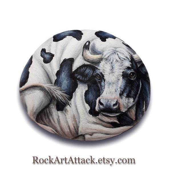 Painted Cow on Rock - Etsy