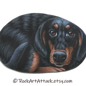 Hand Painted Small Pebble Puppy Dog Acrylic painting on flat | Etsy