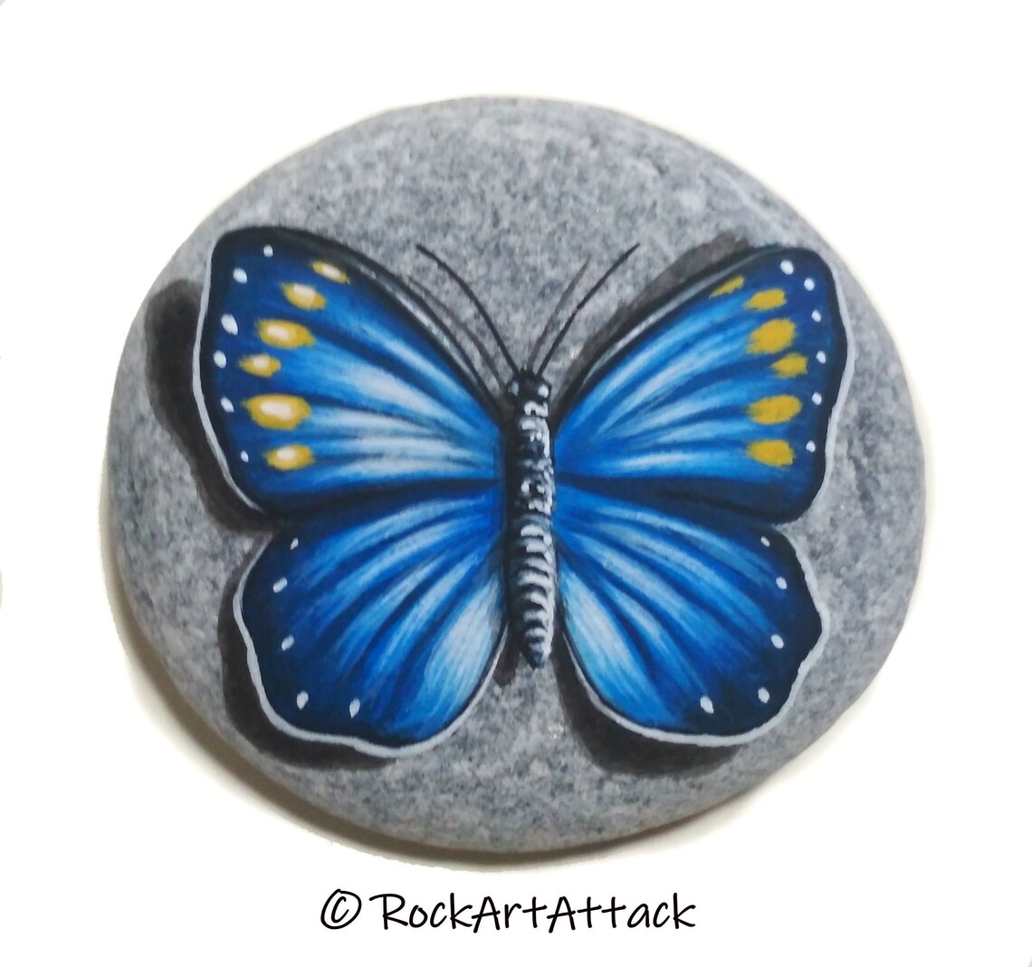 Pebble Painting Miniature Butterfly Painted With Acrylics on | Etsy