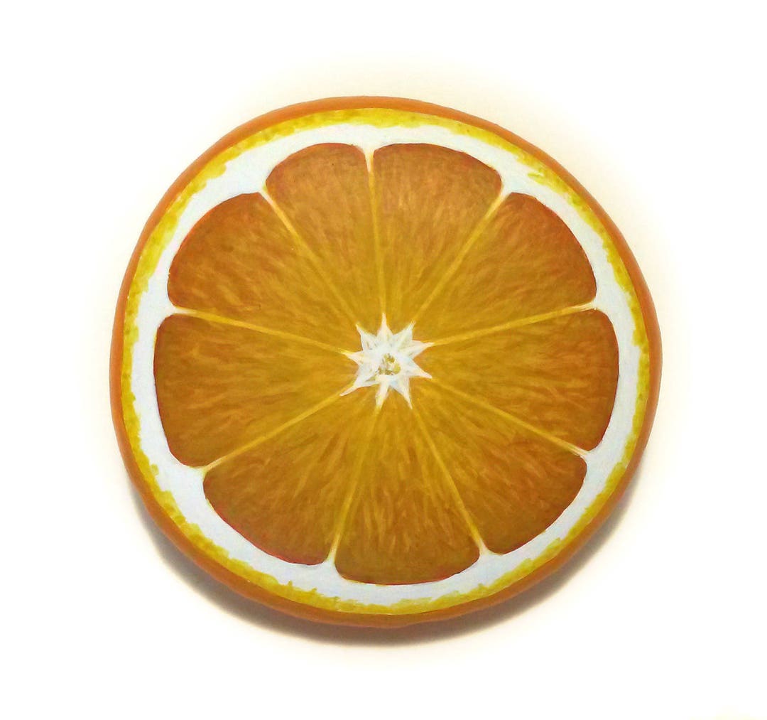 Hand-painted Stone Orange Slice. Rock Painting Art Fruit, Handmade ...