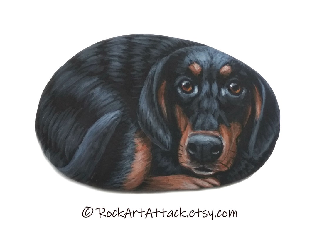 Hand Painted Small Pebble Puppy Dog Acrylic Painting on Flat - Etsy