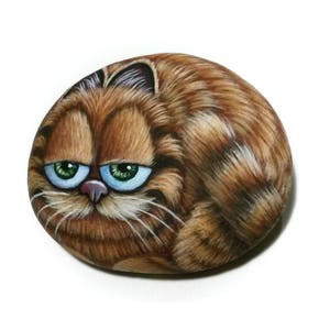 The Garfield Cartoon Cat Hand Painted Pebble Painted With Acrylic ...
