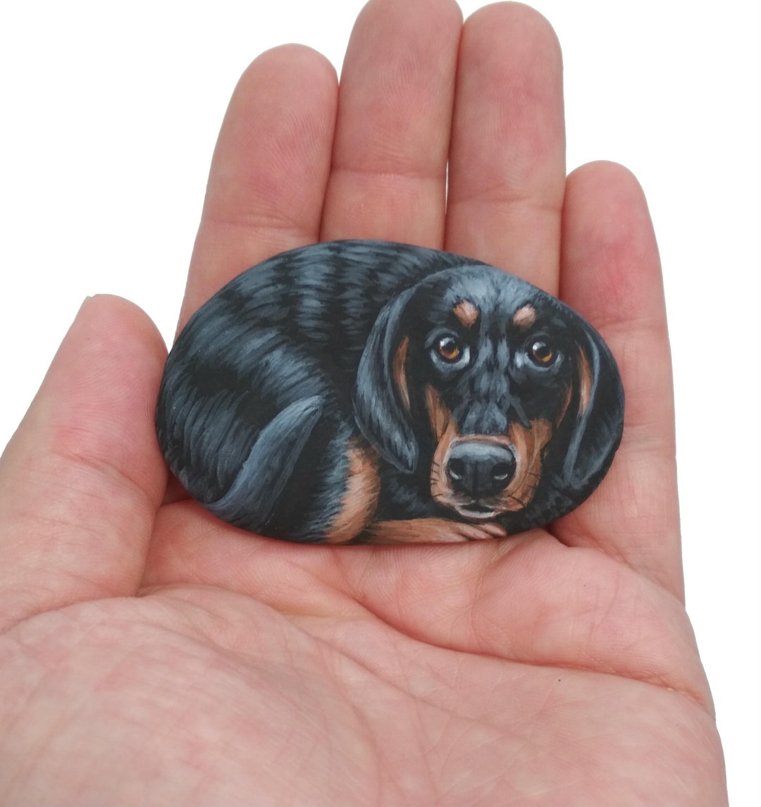Hand Painted Small Pebble Puppy Dog! Acrylic Painting on Flat Smooth ...