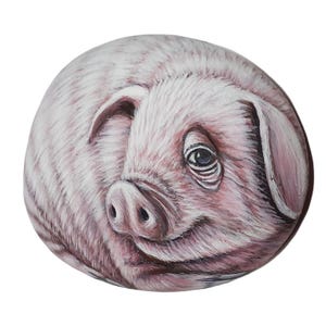 Hand Painted Pig Portrait Sea Stone, Farm Animal Rock Art - Etsy