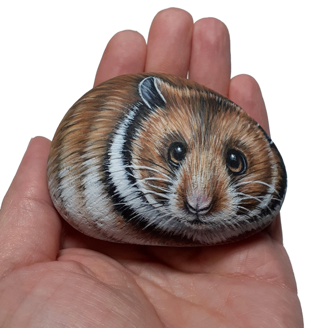 Hamster Acrylic Painting on Natural Stone! Hand Painted Rodent ...