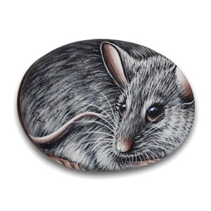 Mouse Acrylic Painting on Natural Stone! Hand Painted Rodent, Finished ...
