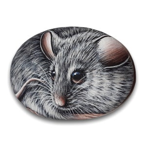 Mouse Acrylic Painting on Natural Stone! Hand Painted Rodent, Finished ...