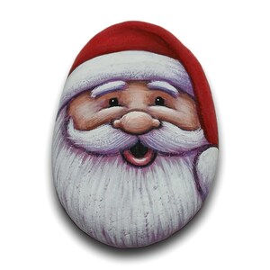 Hand-painted Santa Pebble, Christmas Decor, Unique Stone Painting Art ...